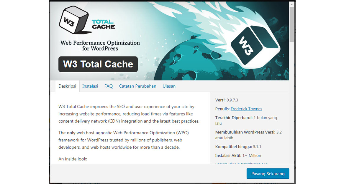 Cara Install dan Setting Plugin W3 Total Cache